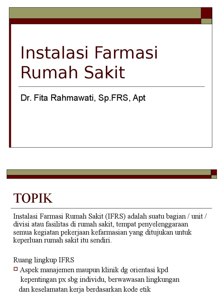 Panduan Instalasi Farmasi RS | PDF
