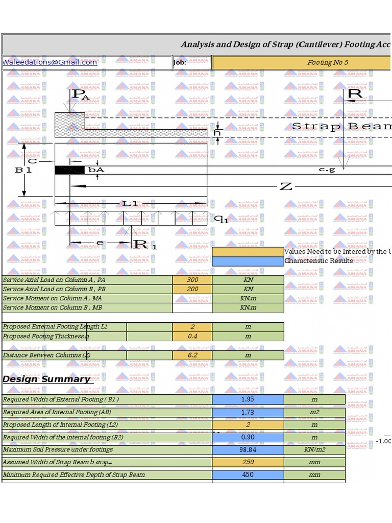 Strap Footing Design | PDF | Beam (Structure) | Column
