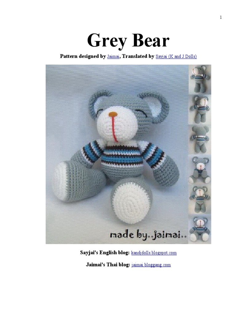 Grey Bear Amigurumi Crochet Pattern | PDF | Amigurumi | Crochet