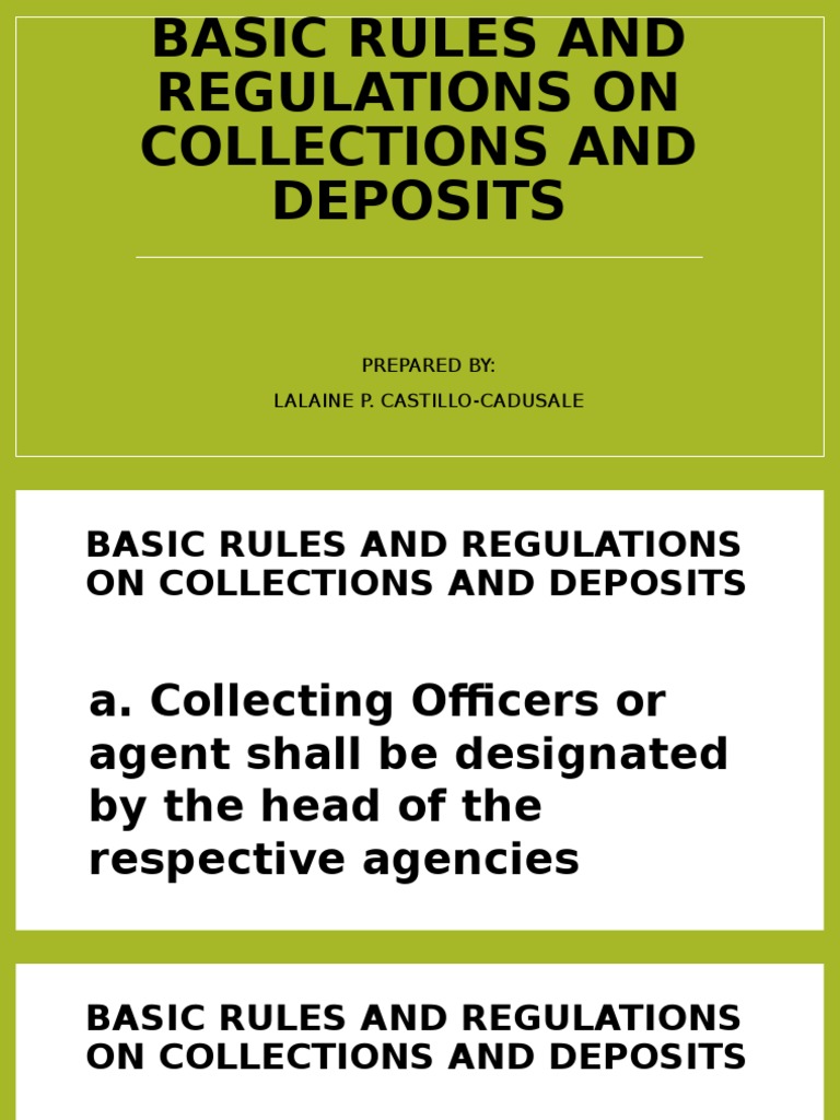 Basic Rules and Regulations On Collections and Deposits | PDF | Cheque | Deposit Account