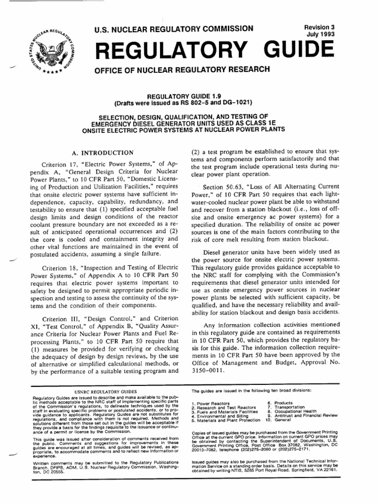 Regulatory Guide: U.S. Nuclear Regulatory Commission | PDF | Nuclear ...