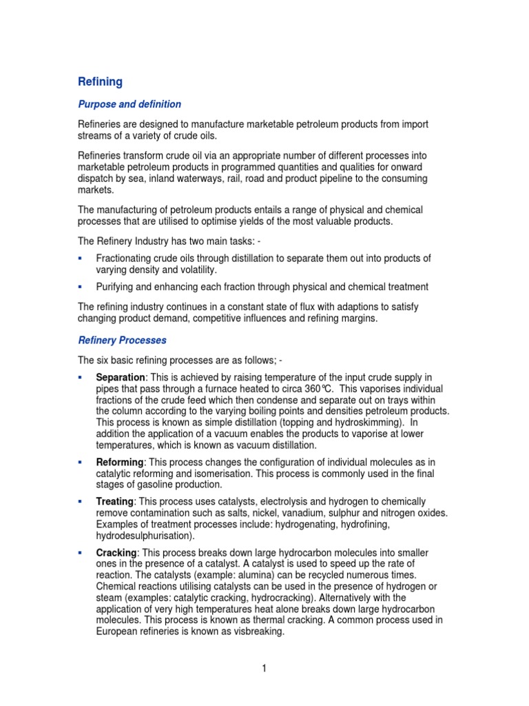 Refining: Purpose and definition