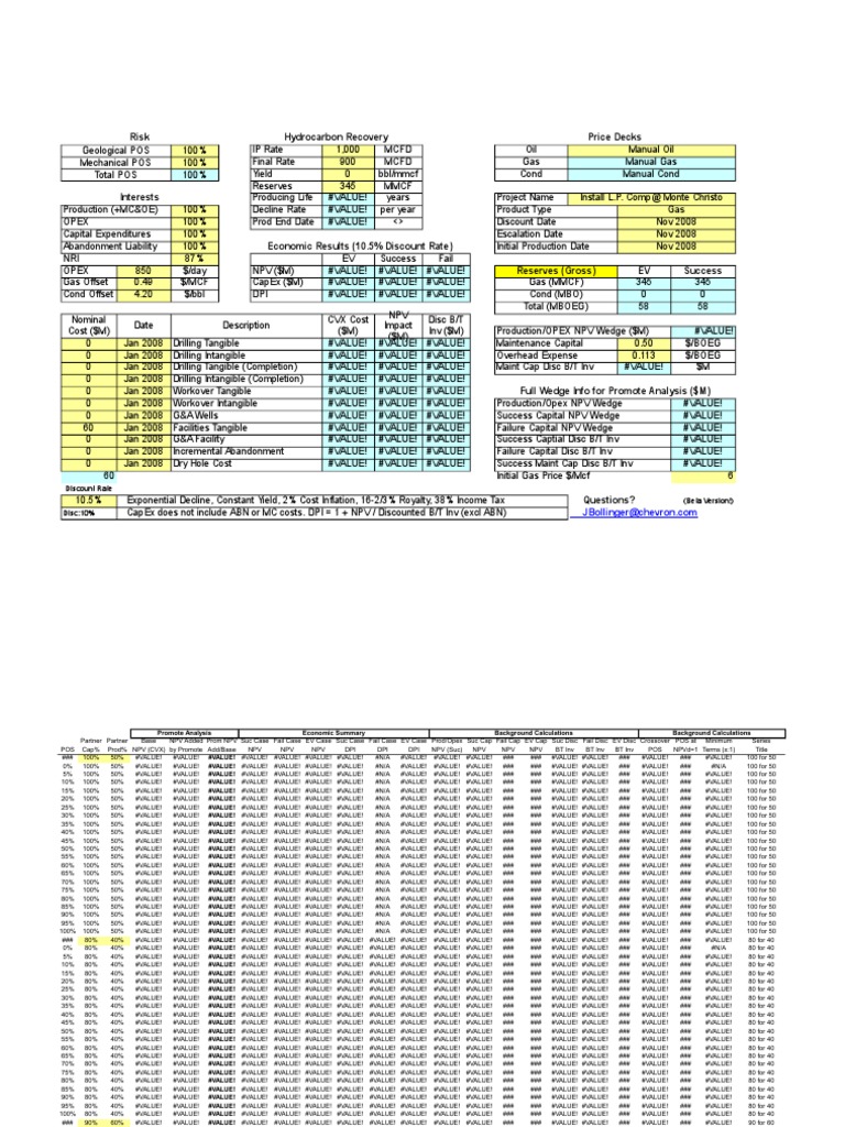 Excel Economics Spreadsheet | PDF | Barrel (Unit) | Net Present Value