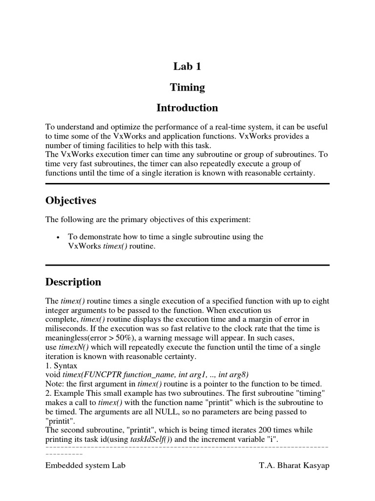 Vxworks Lab Manual Embedded | PDF | Scheduling (Computing) | Subroutine