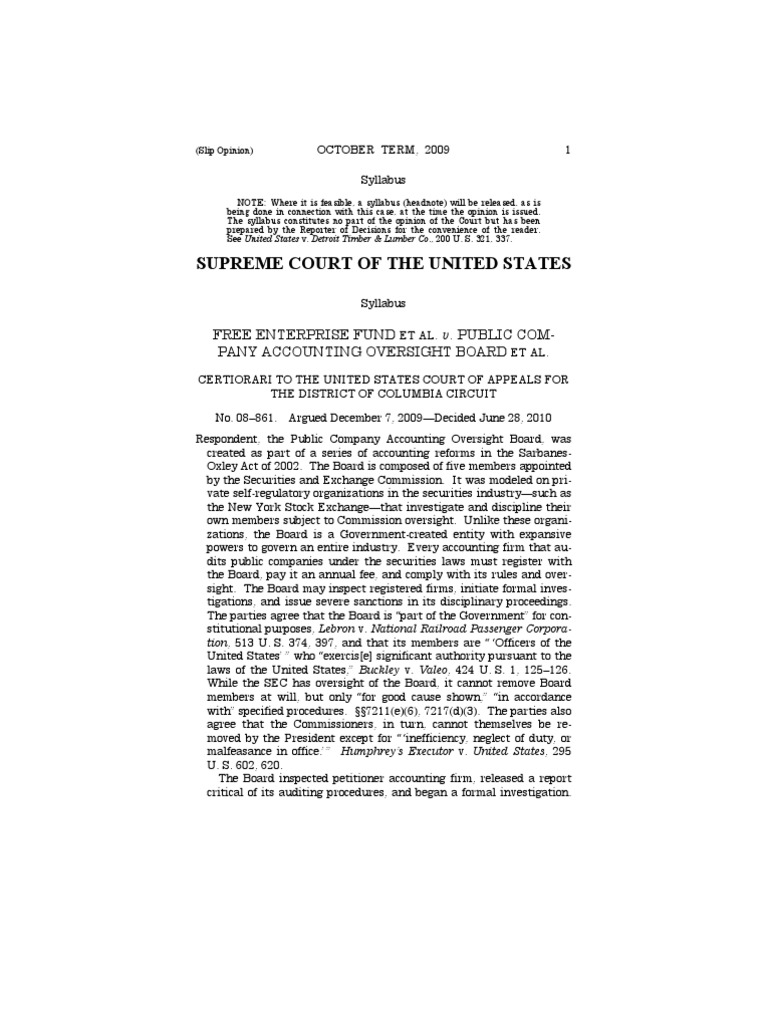 Supreme Court Ruling On Sarbanes-Oxley | PDF