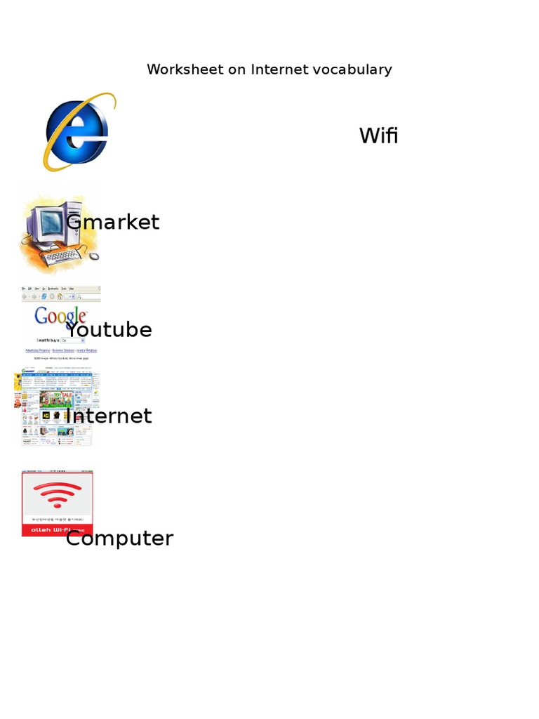 Internet Vocabulary Worksheet | PDF