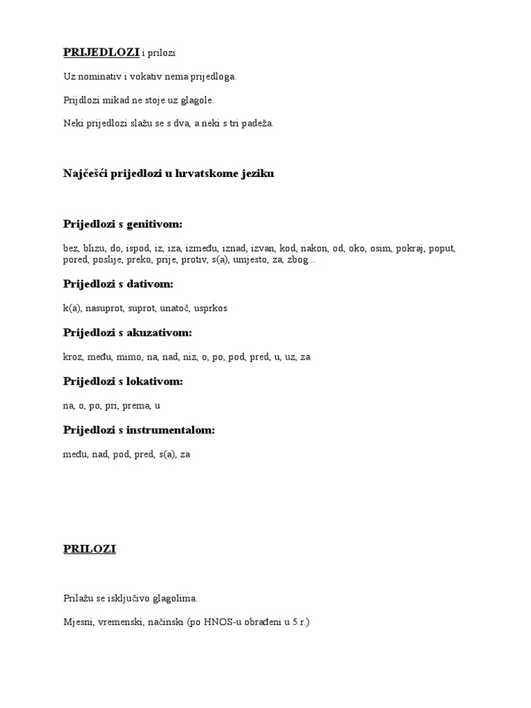 Prijedlozi I Prilozi | PDF