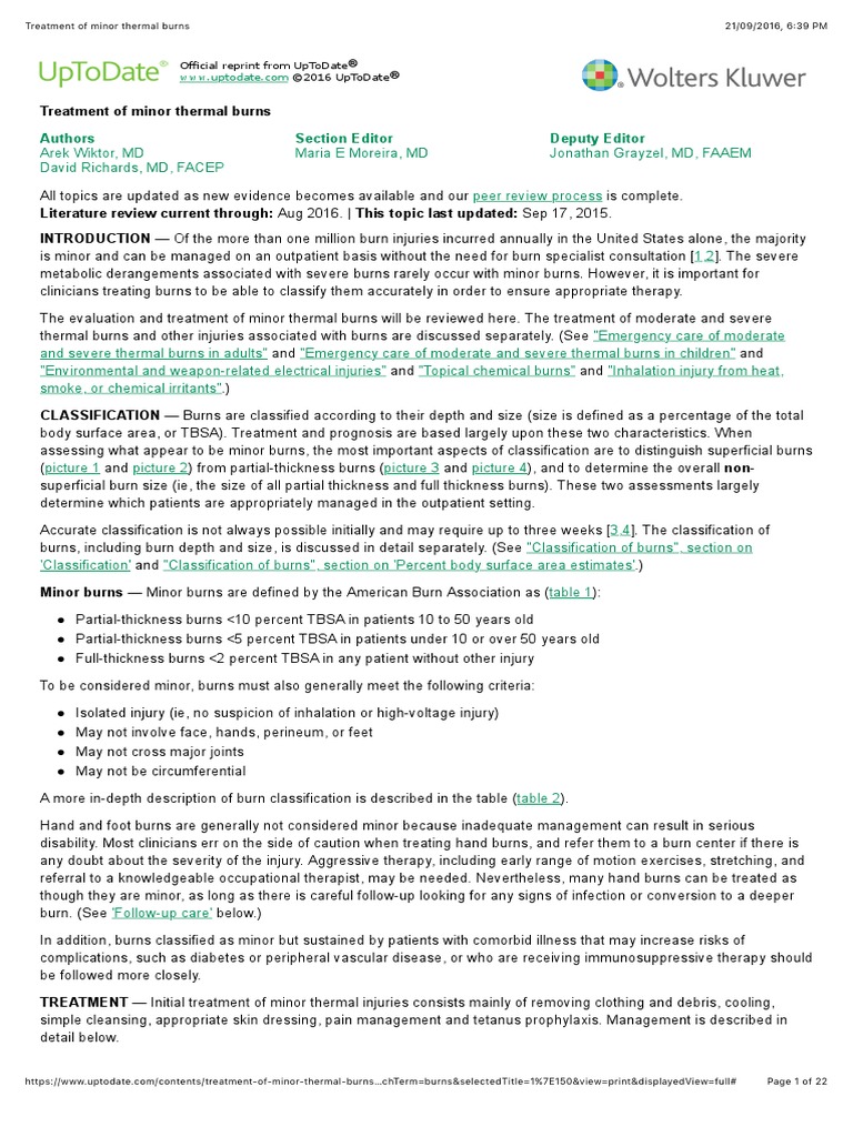 Treatment of Minor Thermal Burns | PDF | Burn | Scar
