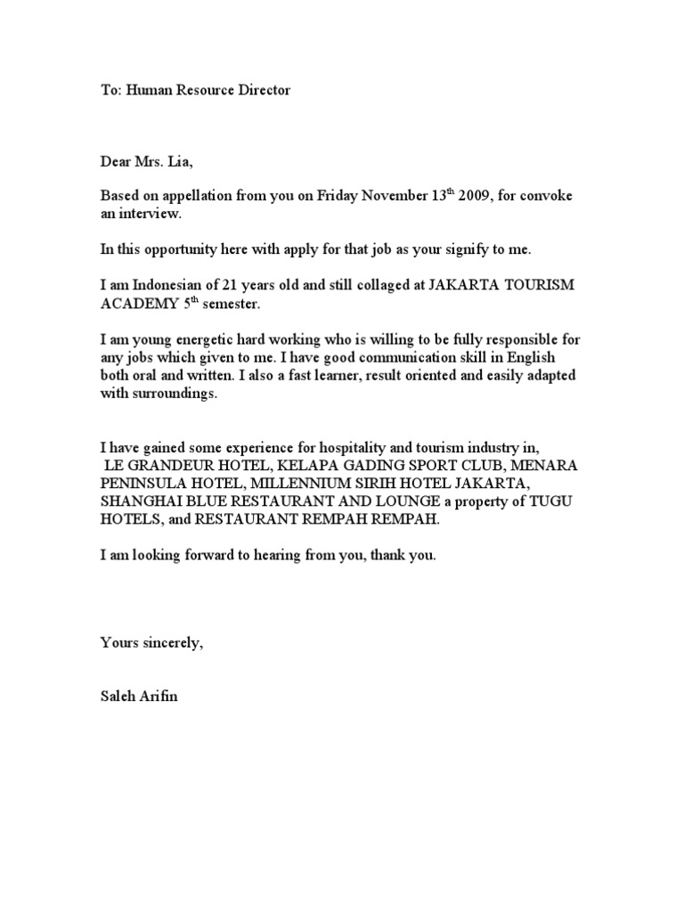 Sample of Application Letter and CV | PDF | Waiting Staff | Jakarta