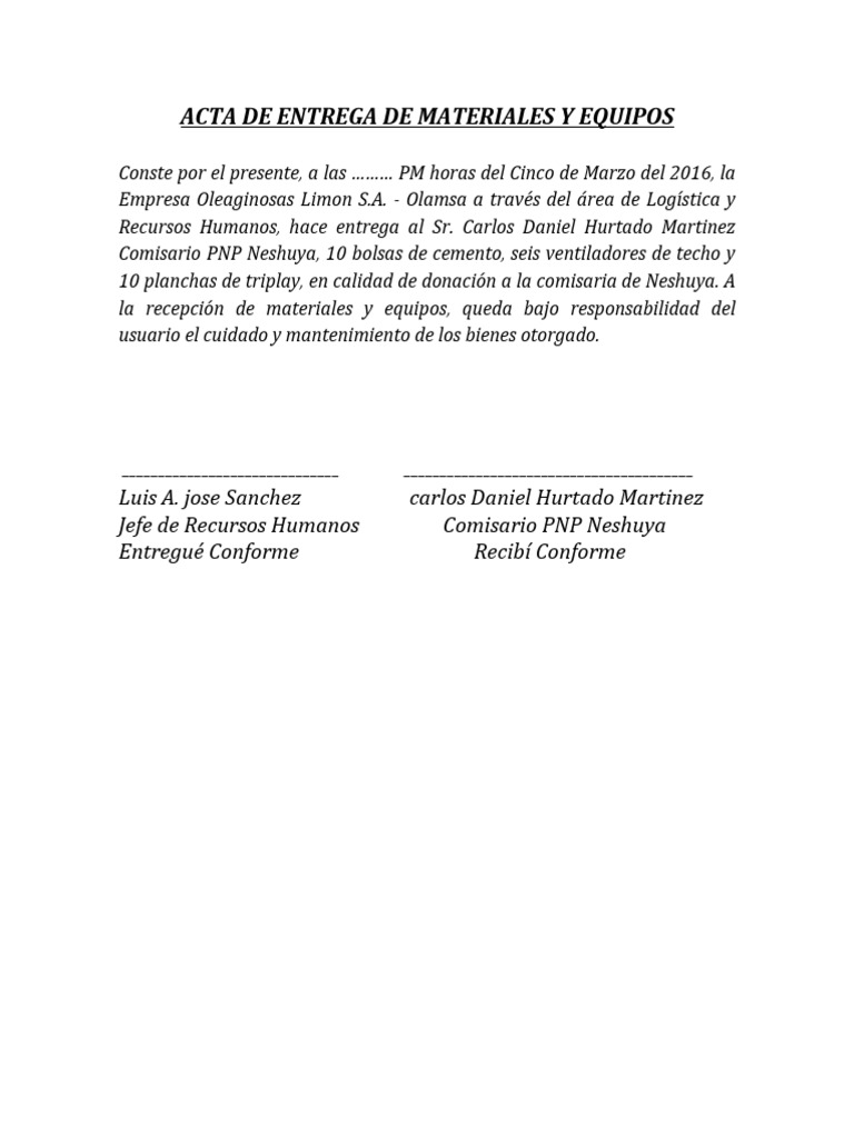 Acta De Entrega Ejemplo - vrogue.co Acta De Entrega Ejemplo - vrogue.co