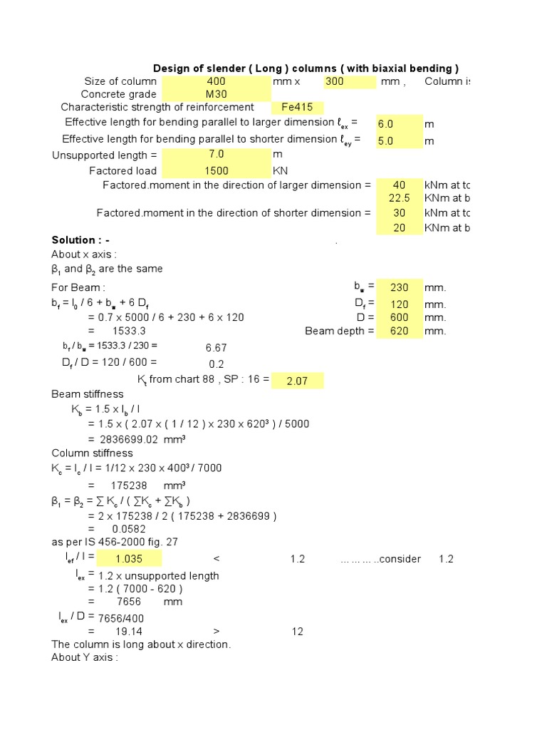 Design of Column | PDF | Column | Bending