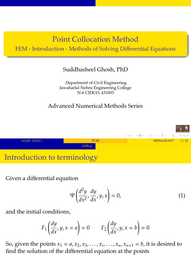 Point Collocation Method Used In Solving Differential Equations In Boundary Value Problems Pdf