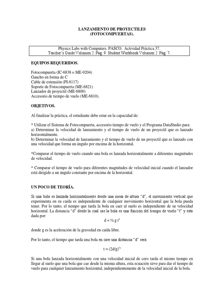 Guia Lanzamiento de Proyectiles | PDF | Lanzador | Science