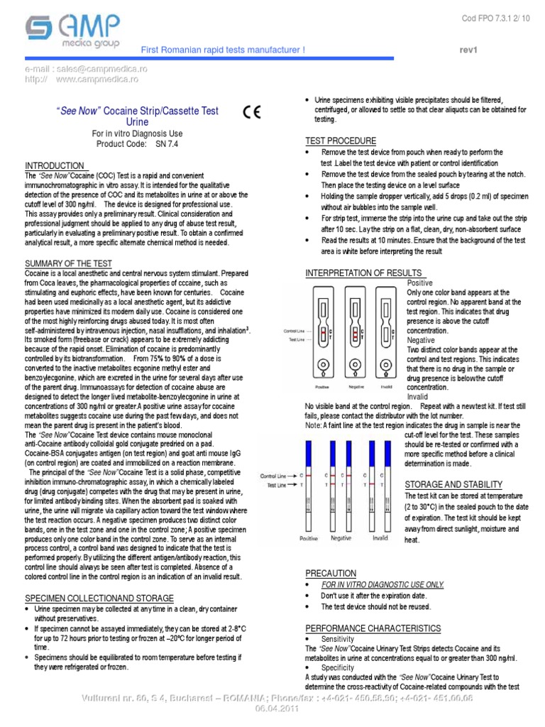 See Now-COC Test | PDF | Cocaine | Drugs Acting On The Nervous System