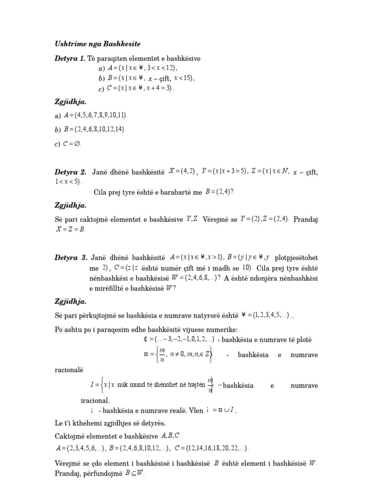 Ushtrime Nga Bashkesite | PDF
