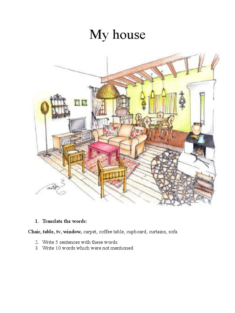 My House: 1. Translate The Words: Chair, Table, TV, Window | PDF