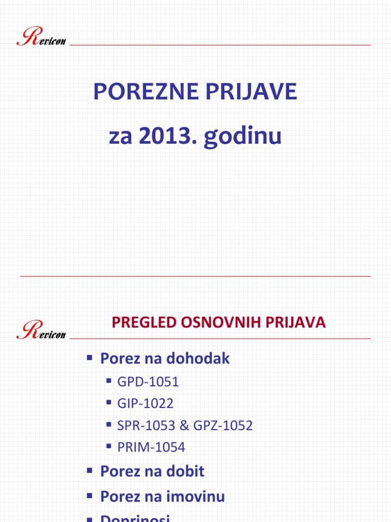 11 Porezne Prijave | PDF