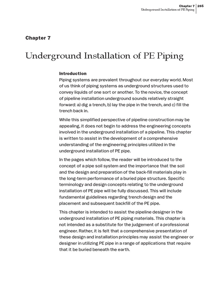 Installation Pead Piping Chapter 07 | PDF | Soil | Pipe (Fluid Conveyance)