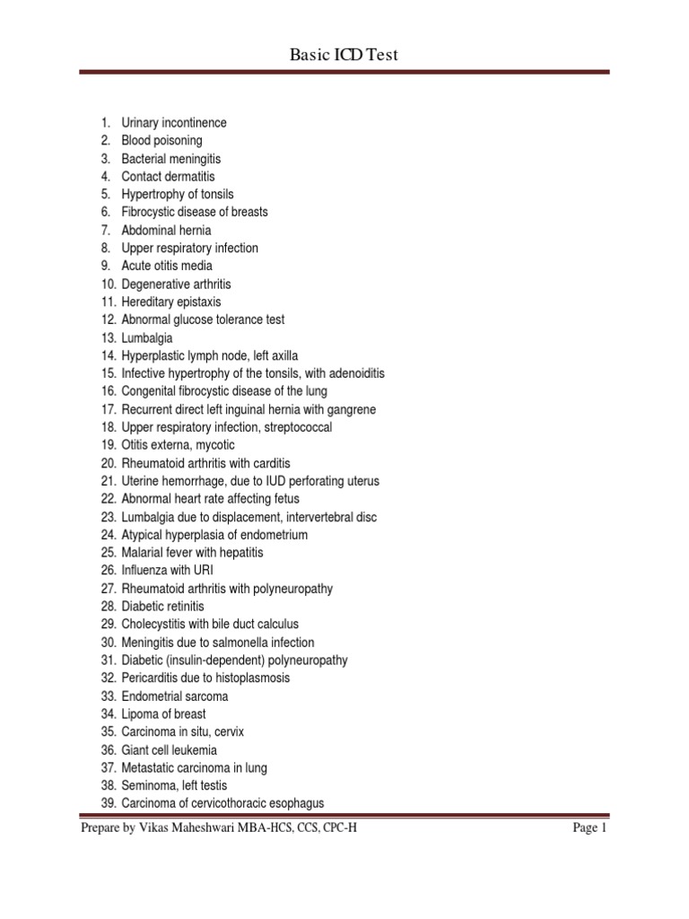 Basic ICD Test - Paper | PDF