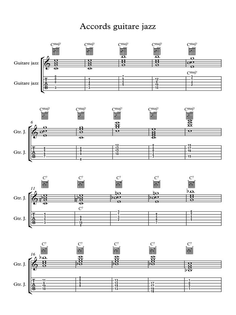 Accords Guitare Jazz - Partition Complète PDF | PDF | Échecs | Théorie (échecs)