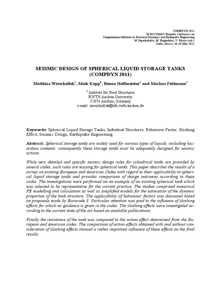 2 Spherical Vessel Seismic PDF | PDF | Engineering | Applied And Interdisciplinary Physics