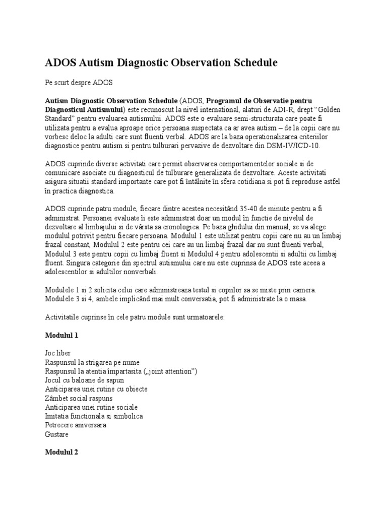 ADOS Autism Diagnostic Observation