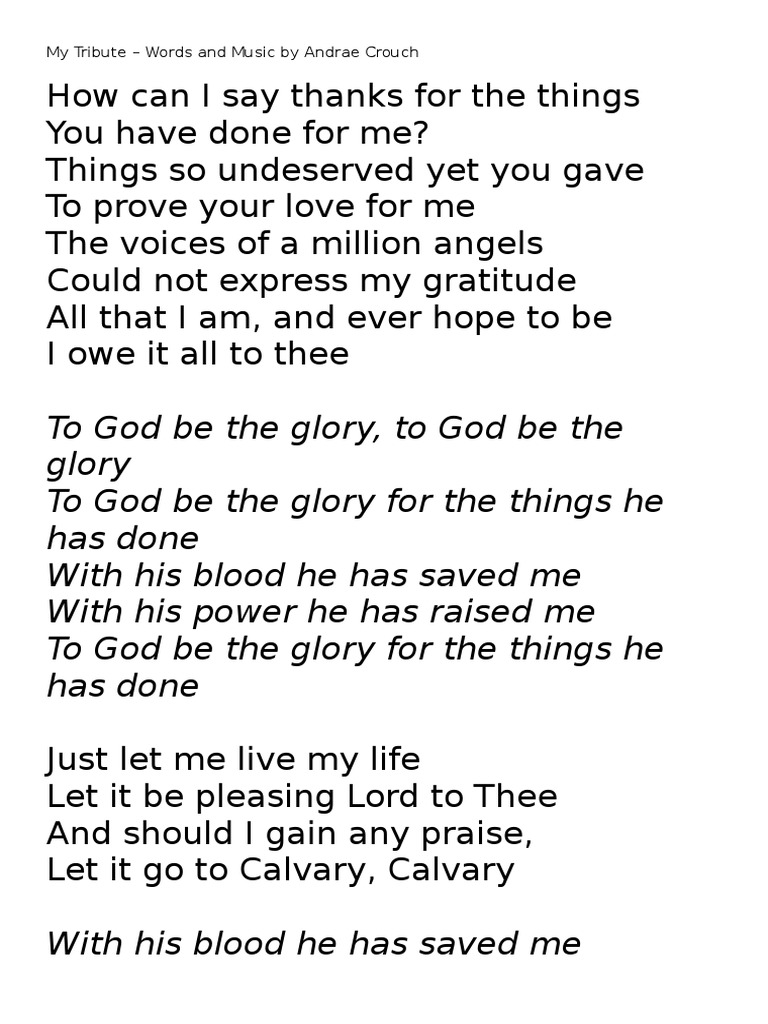 My Tribute Lyrics Pdf