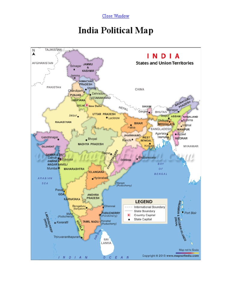 India Political Map: Close Window | PDF