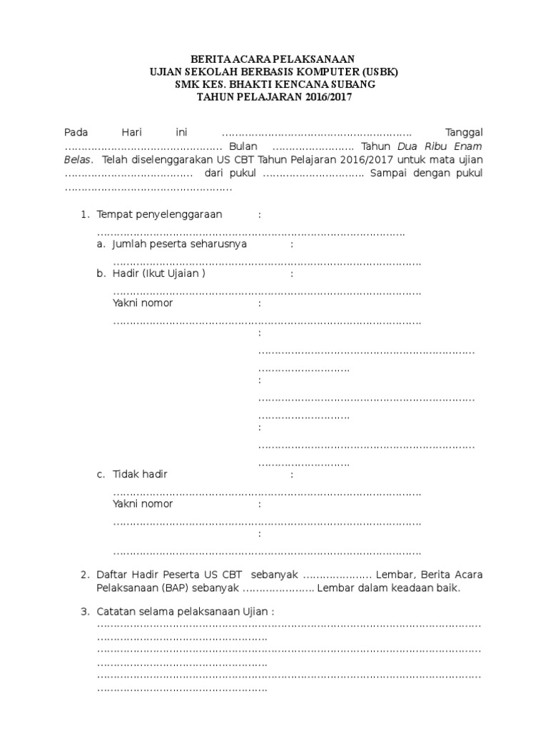 FORM Berita Acara