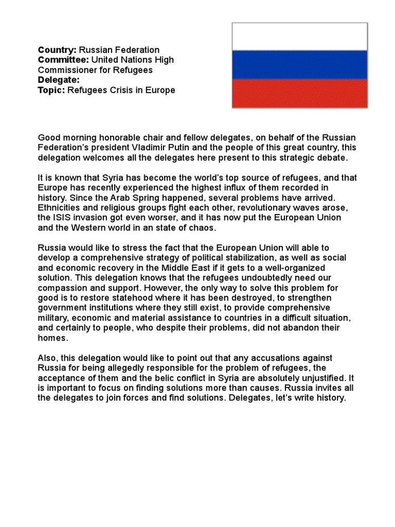 Position Paper Refugee Crisis Russia