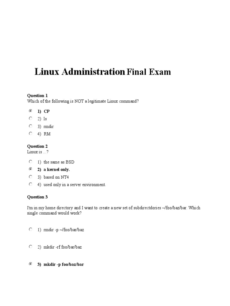 Linux Final Exam | PDF | Superuser | Computer File
