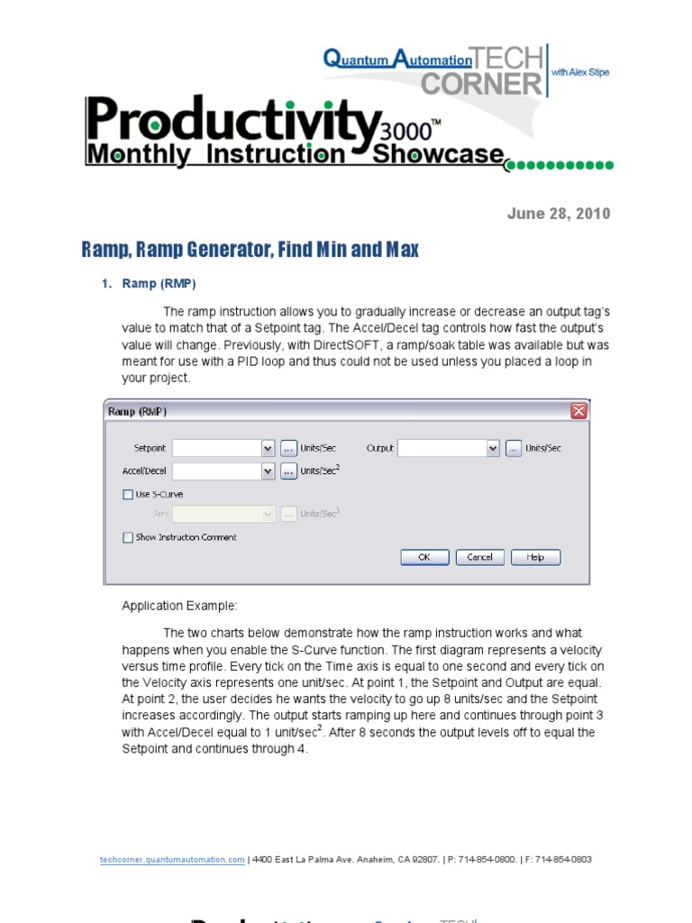 TechCorner 05 - Productivity3000 Ramp, Ramp Generator, Find Min and Max | PDF | Input/Output ...