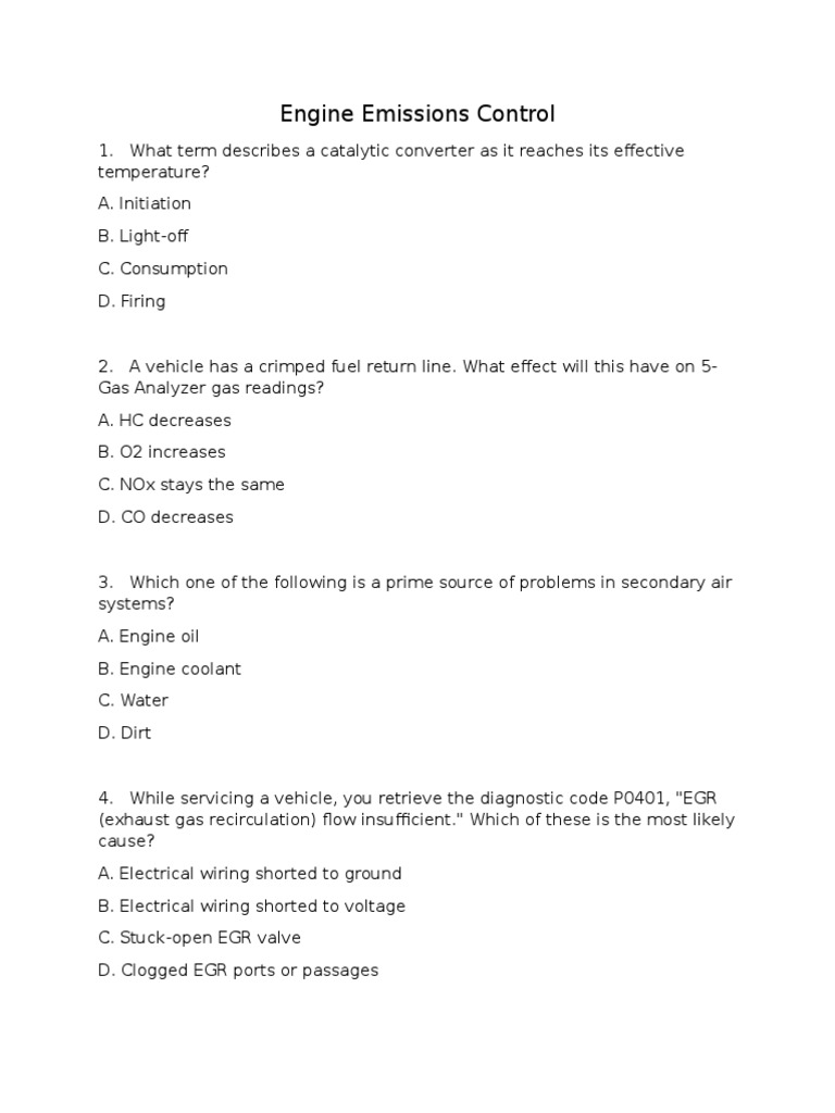 Engine Emissions Control | PDF | Vehicle Parts | Air Pollution