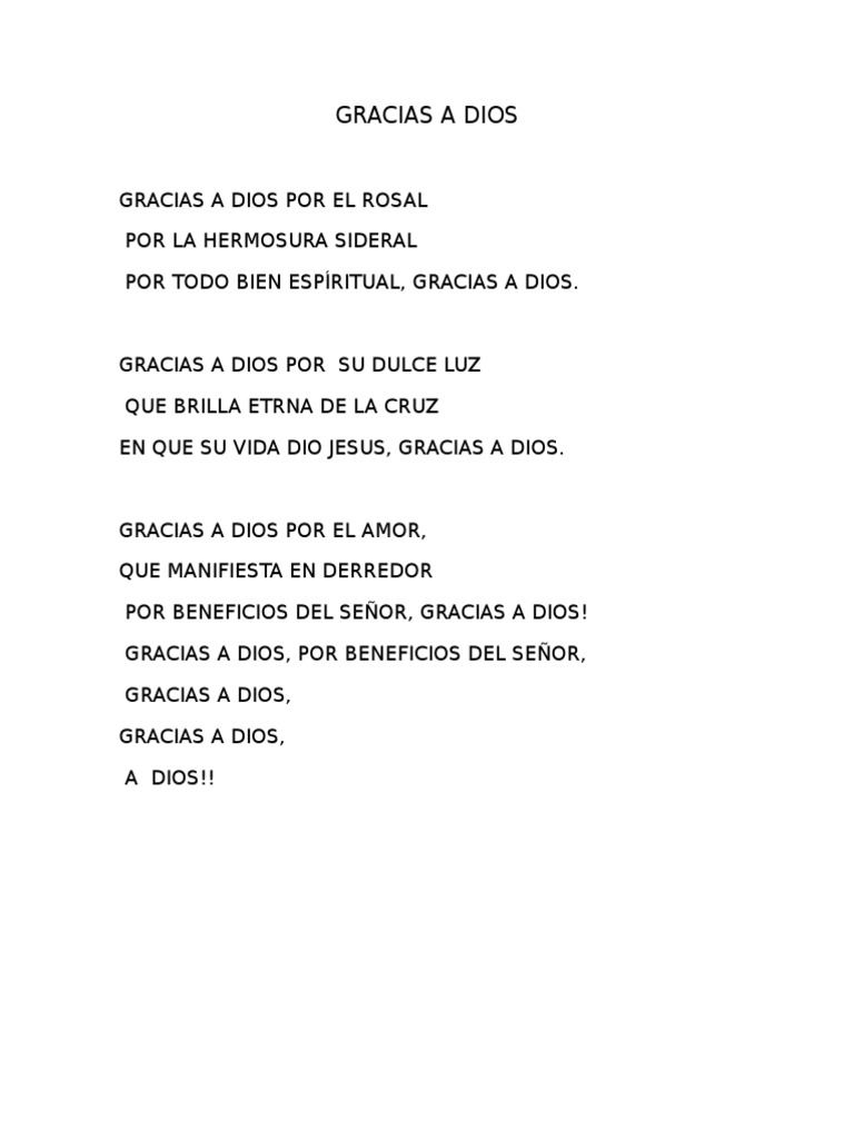 Himno De Agradecimiento A Dios Pdf Religión Y Espiritualidad