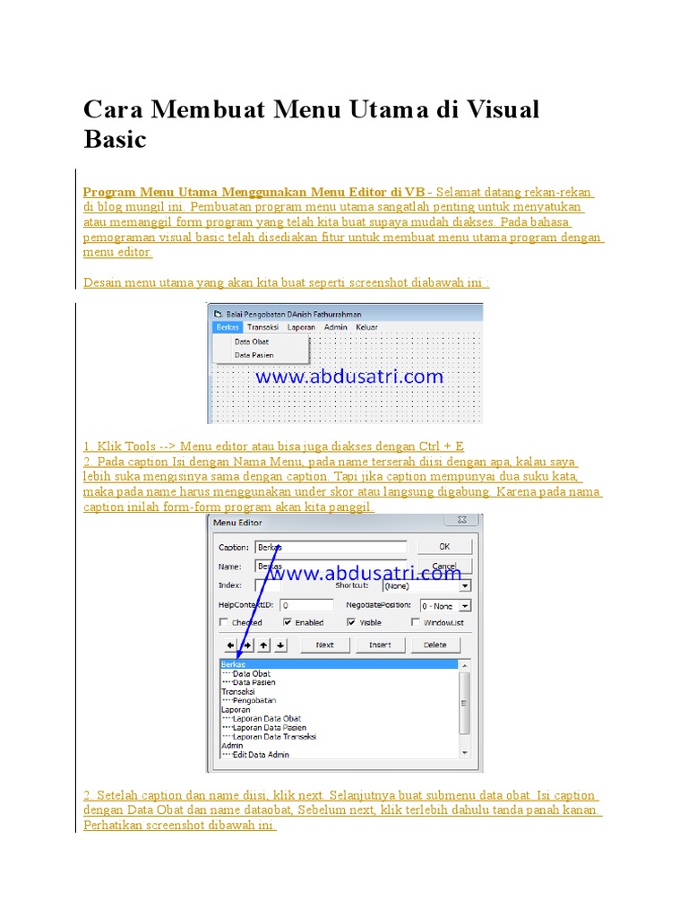 Panduan Menu Utama di Visual Basic | PDF | Komputer
