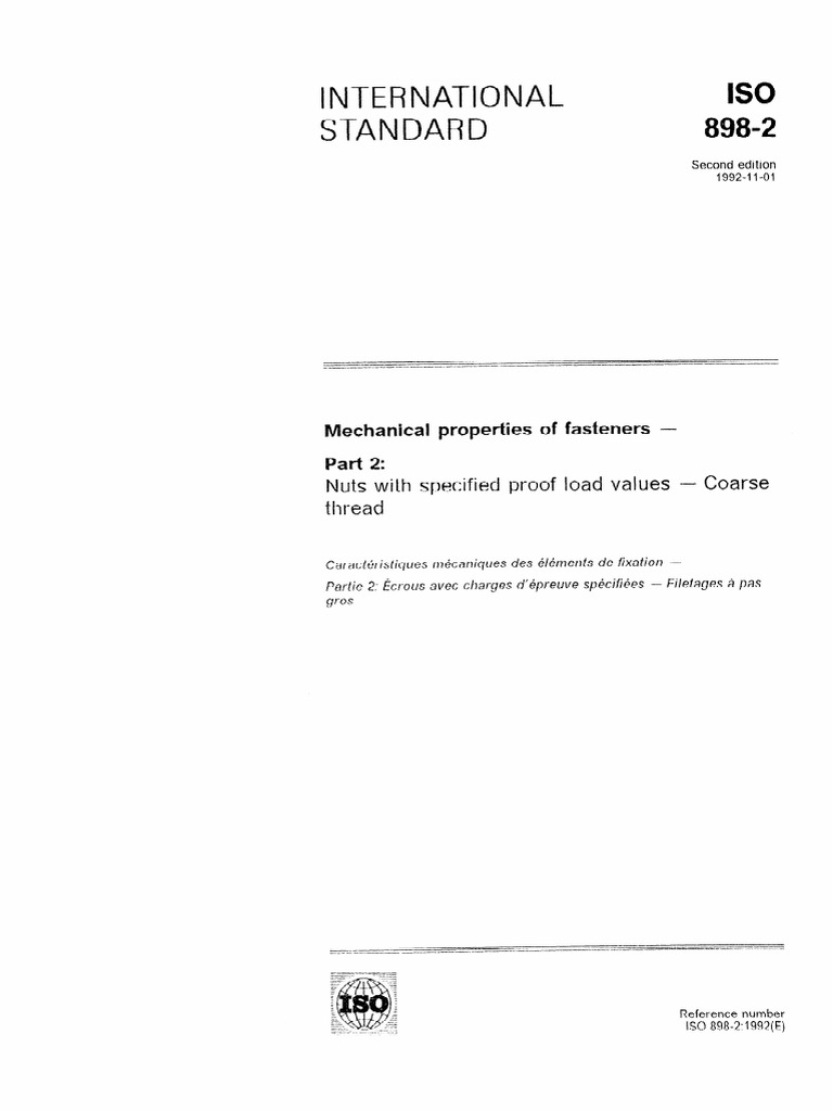 Iso 898-2 - 1992 | PDF | Screw | Nut (Hardware)