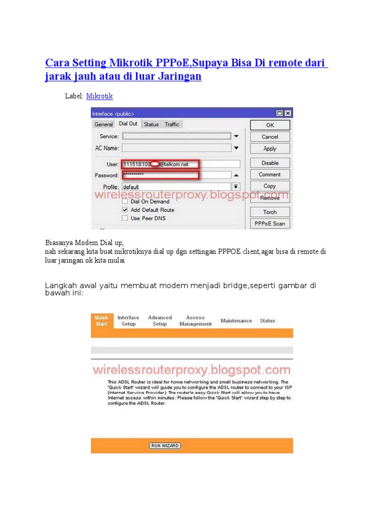 Cara Setting Mikrotik PPPoE | PDF