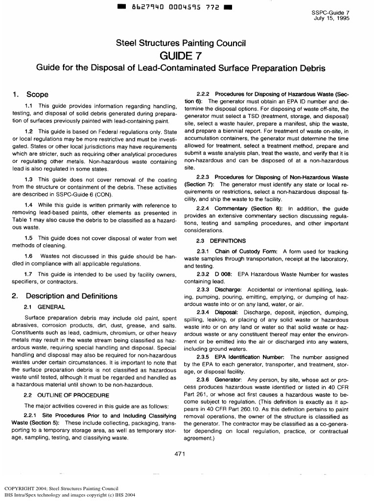 SSPC Guide 7 | PDF