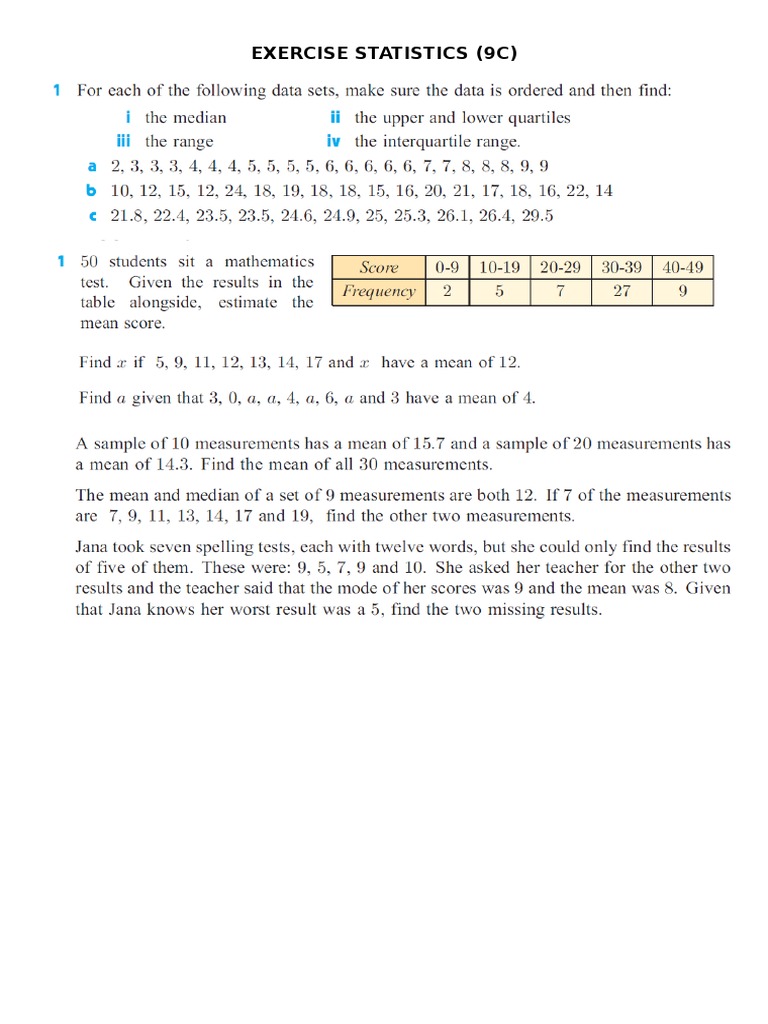 Exercise Statistics | PDF