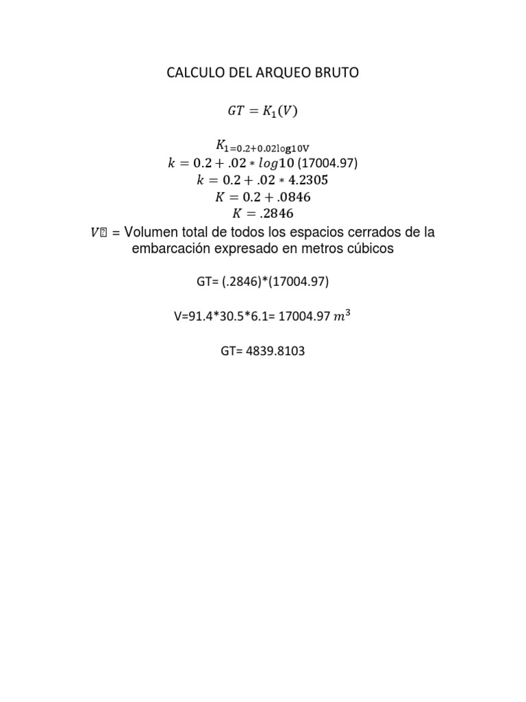 Calculo Del Arqueo Bruto | PDF
