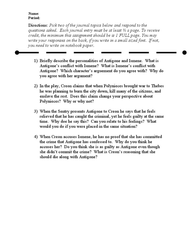 Antigone Journal Topics Guide | PDF