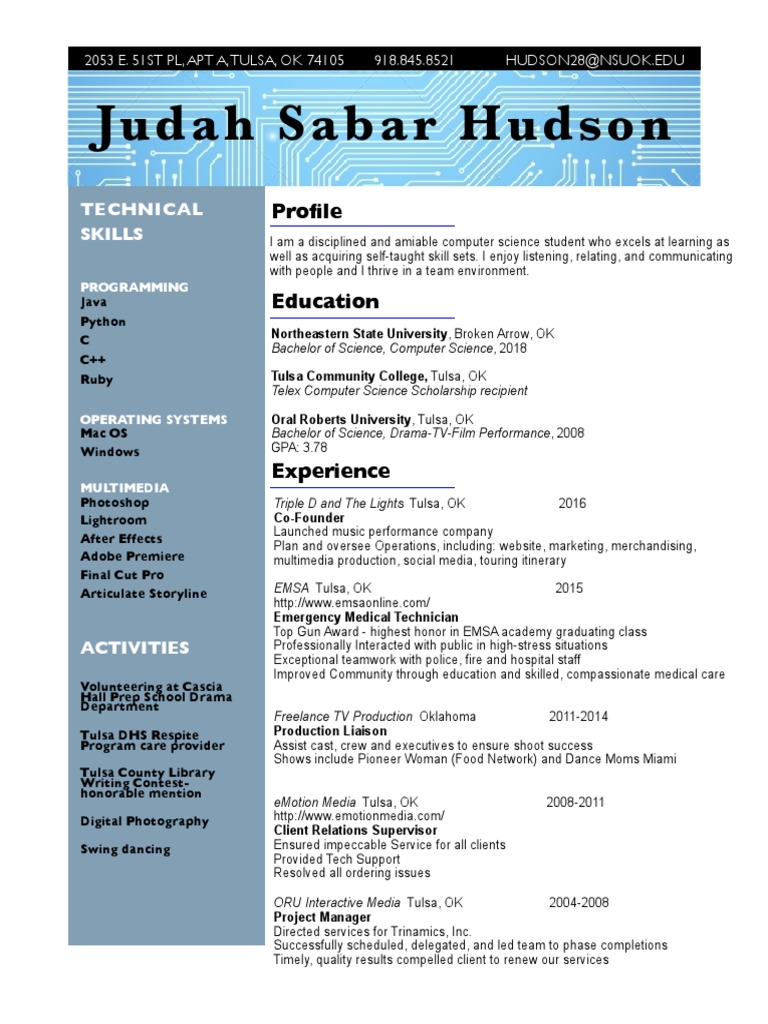 Judah Hudson Internship Resume | PDF