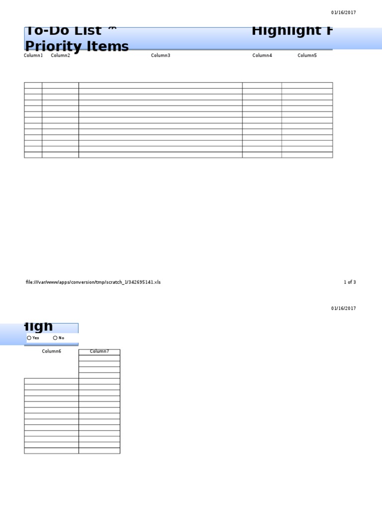 To-Do List Highlight High Priority Items To-Do List Highlight High ...