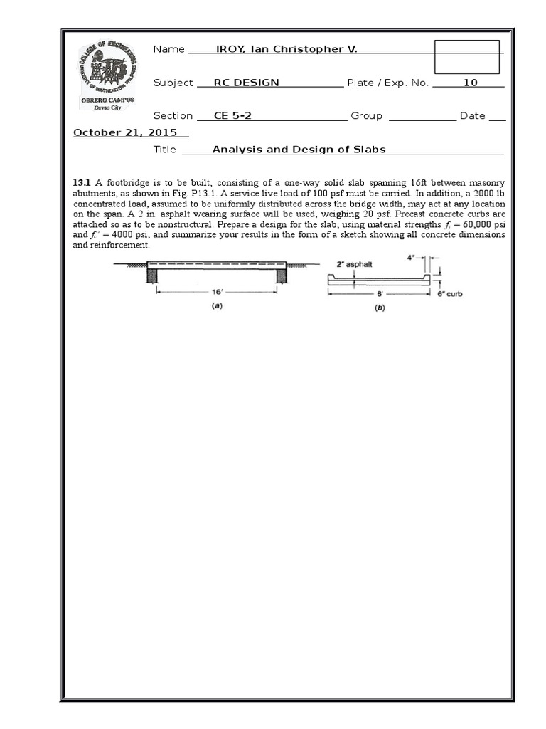 RC Slab Design and Analysis | PDF