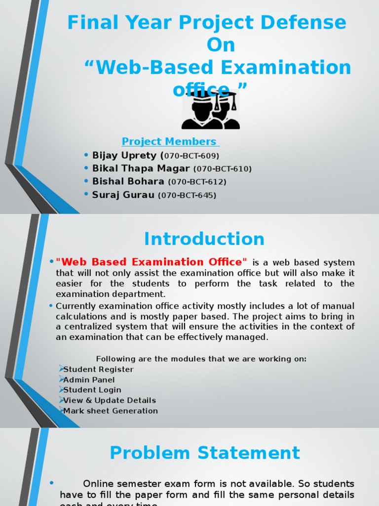 Final Year Project Proposal Defense For "Web Based Examination Office ...
