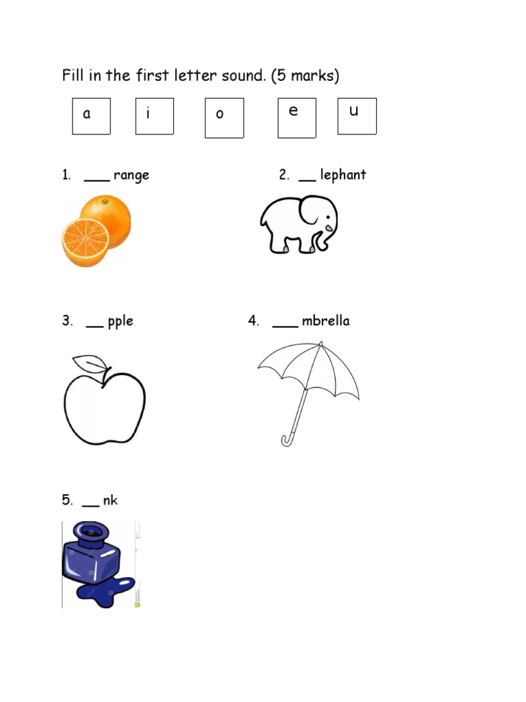 Fill in The First Letter Sound | PDF