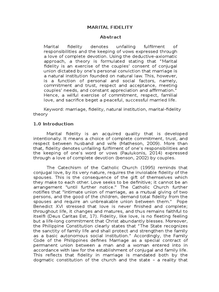 Marital Fidelity Theory - New | PDF | Wife | Marriage