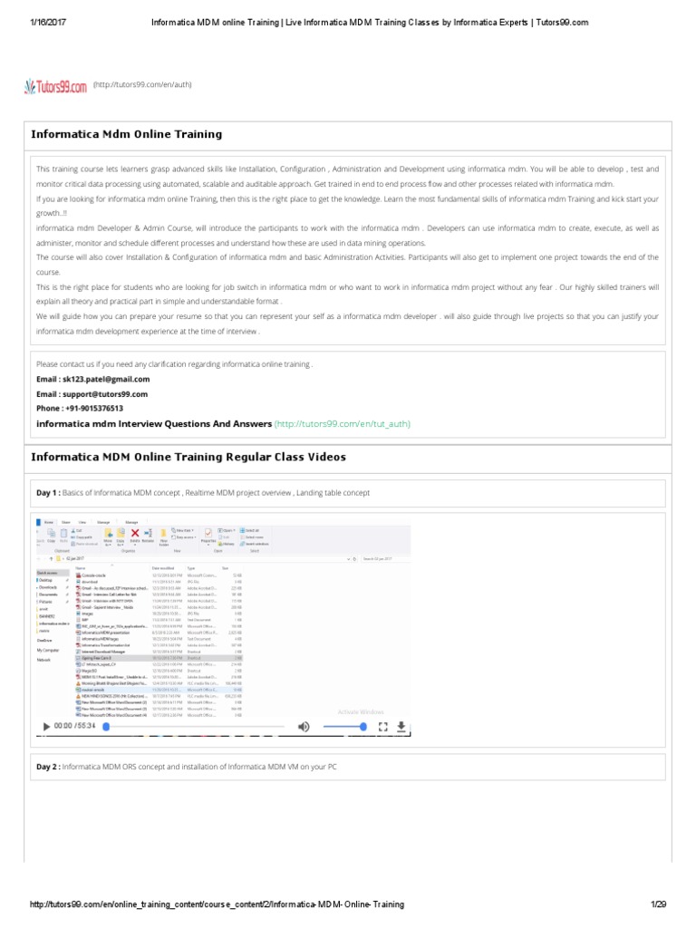 Informatica MDM Online Training - Live Informatica MDM Training Classes by Informatica Experts ...