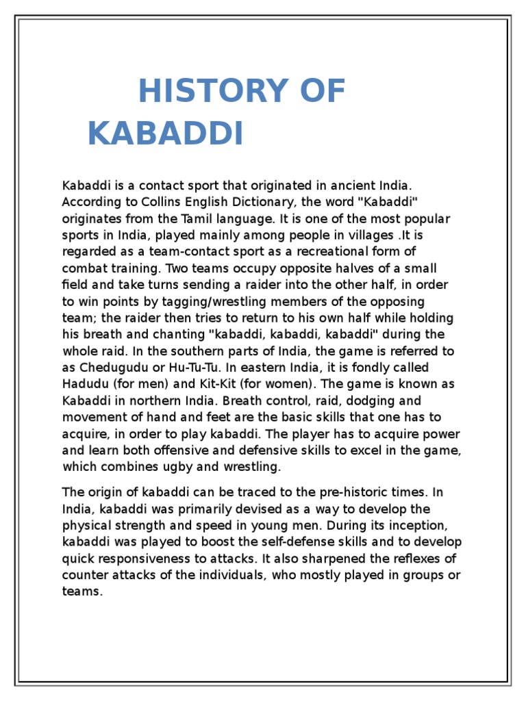 History of Kabaddi | PDF | Referee | Sports