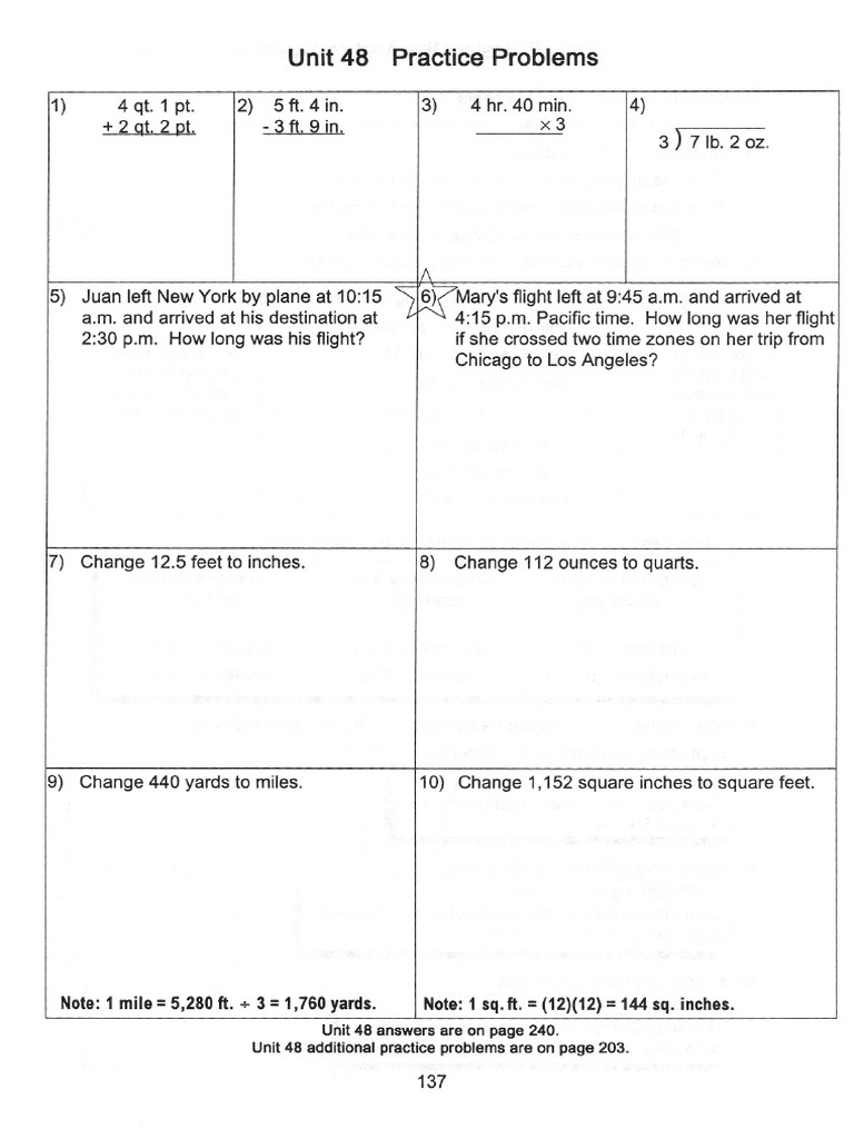 Unit 48 Practice Problems: 1,760yards | PDF | Notation | Units Of ...